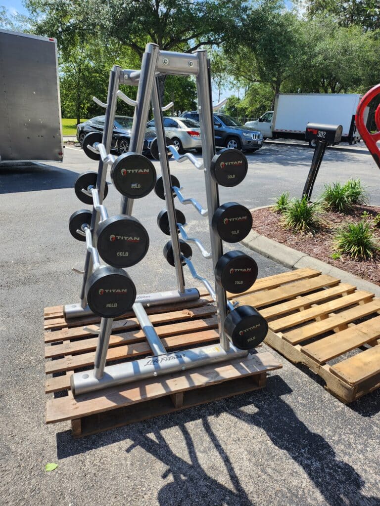 Titan Fixed Curl Bar Set w/ Life Fitness Rack - ReFit Nation